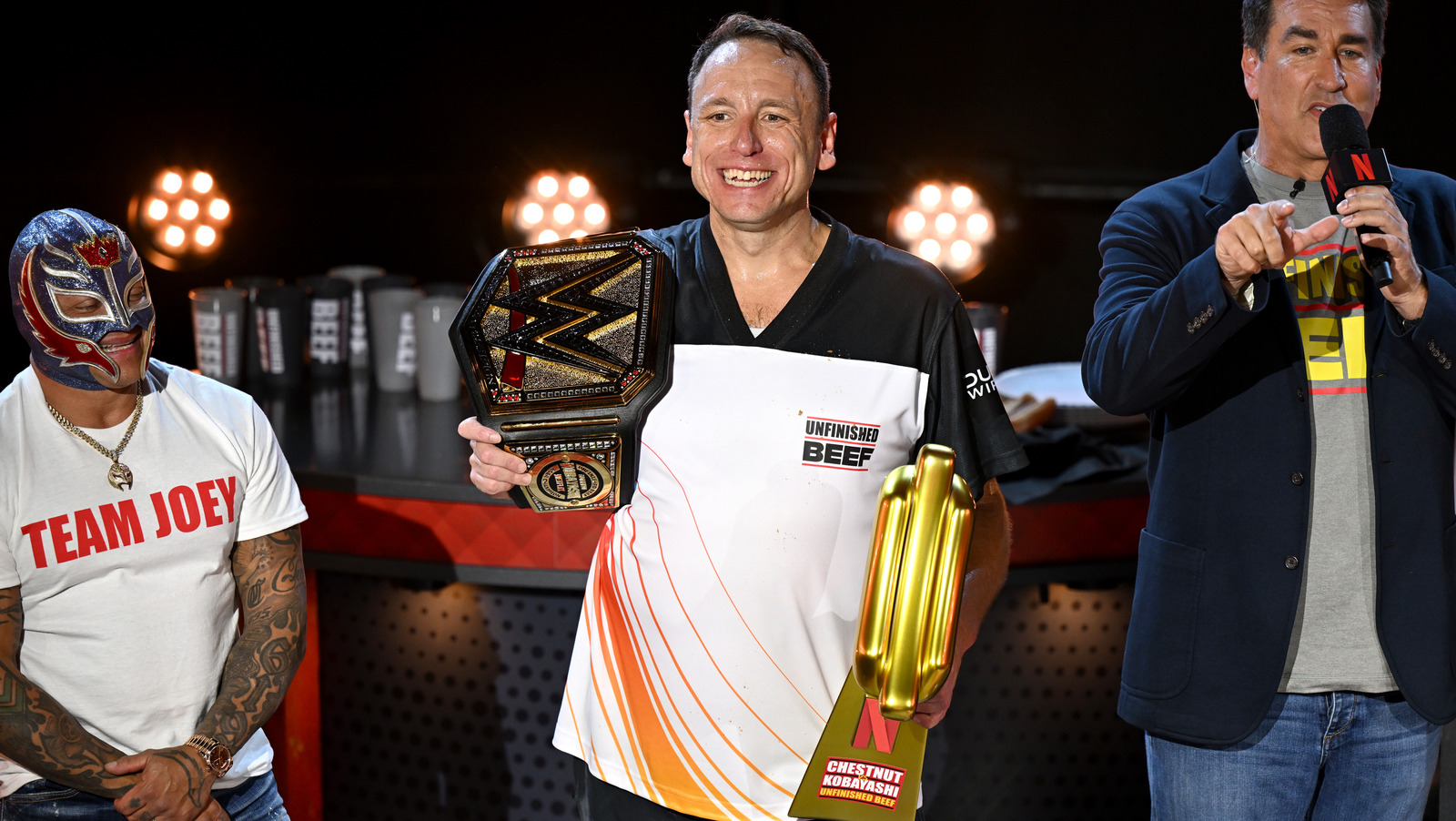 Joey Chestnut Takes Home The Gold At Netflix's Ultimate Hot Dog Eating ...