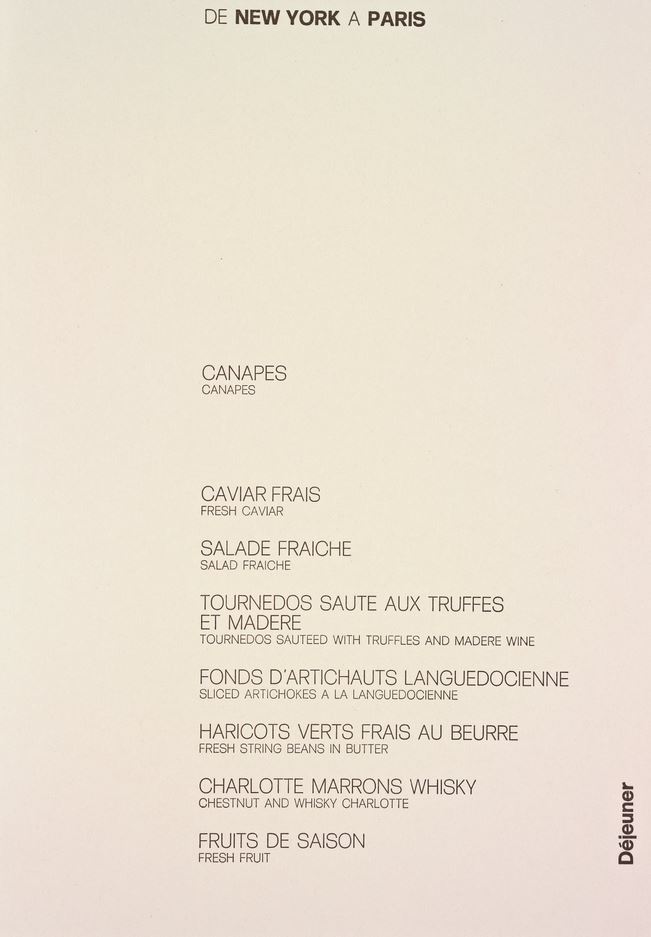 Menu Of The Week: Dinner On The Concorde To Paris, 1986